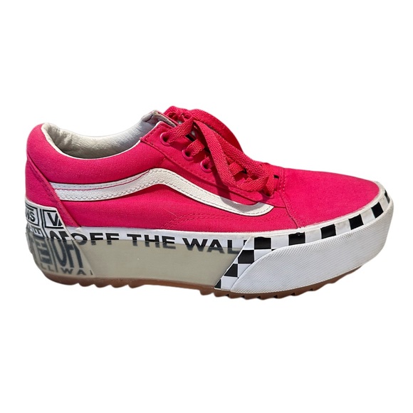 Vans | Shoes | Vans Old Skool Stacked Logo Hot Pink Platform Lace Up ...